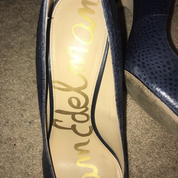 Sam Edelman | Shoes | Navy Blue Leather Pumps | Poshmark